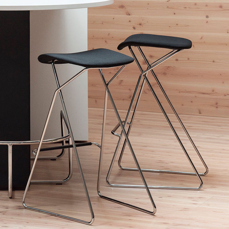 Contemporary bar stool - TIDE - Orange Box - leather / metal base ...