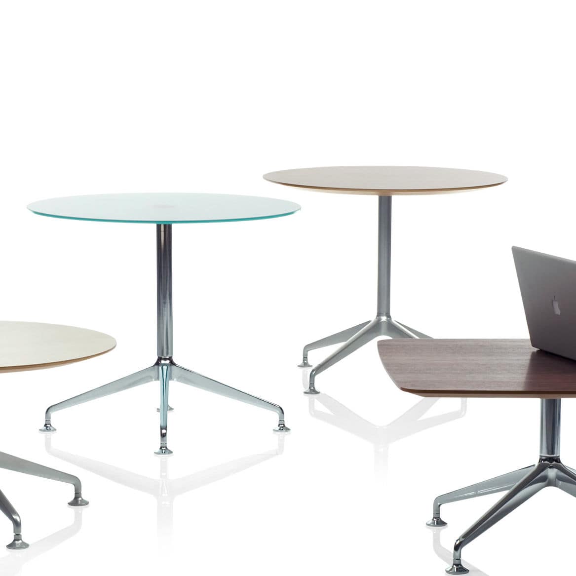 Contemporary bistro table - DUNE - Orange Box - wooden / glass / round