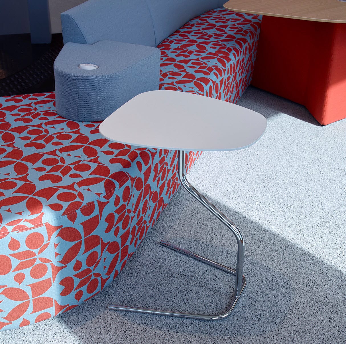 Contemporary side table - LOCK - Orange Box - steel / melamine / commercial