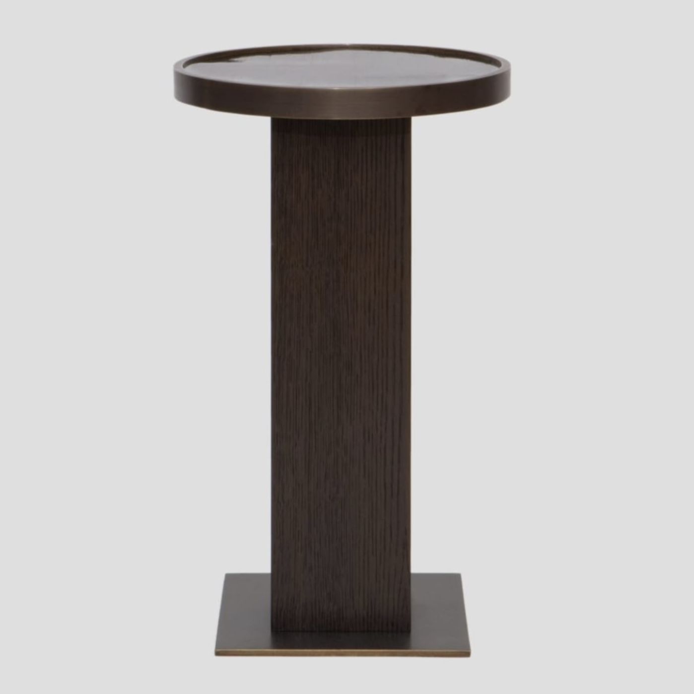 Contemporary side table - MOKA - Aguirre Design - oak / bamboo / brass base