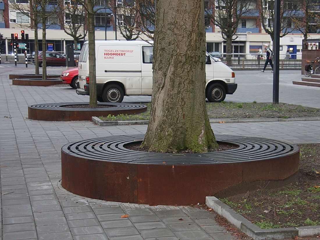 Tree edging - DOURO - ANAE street furniture - COR-TEN® steel / circular