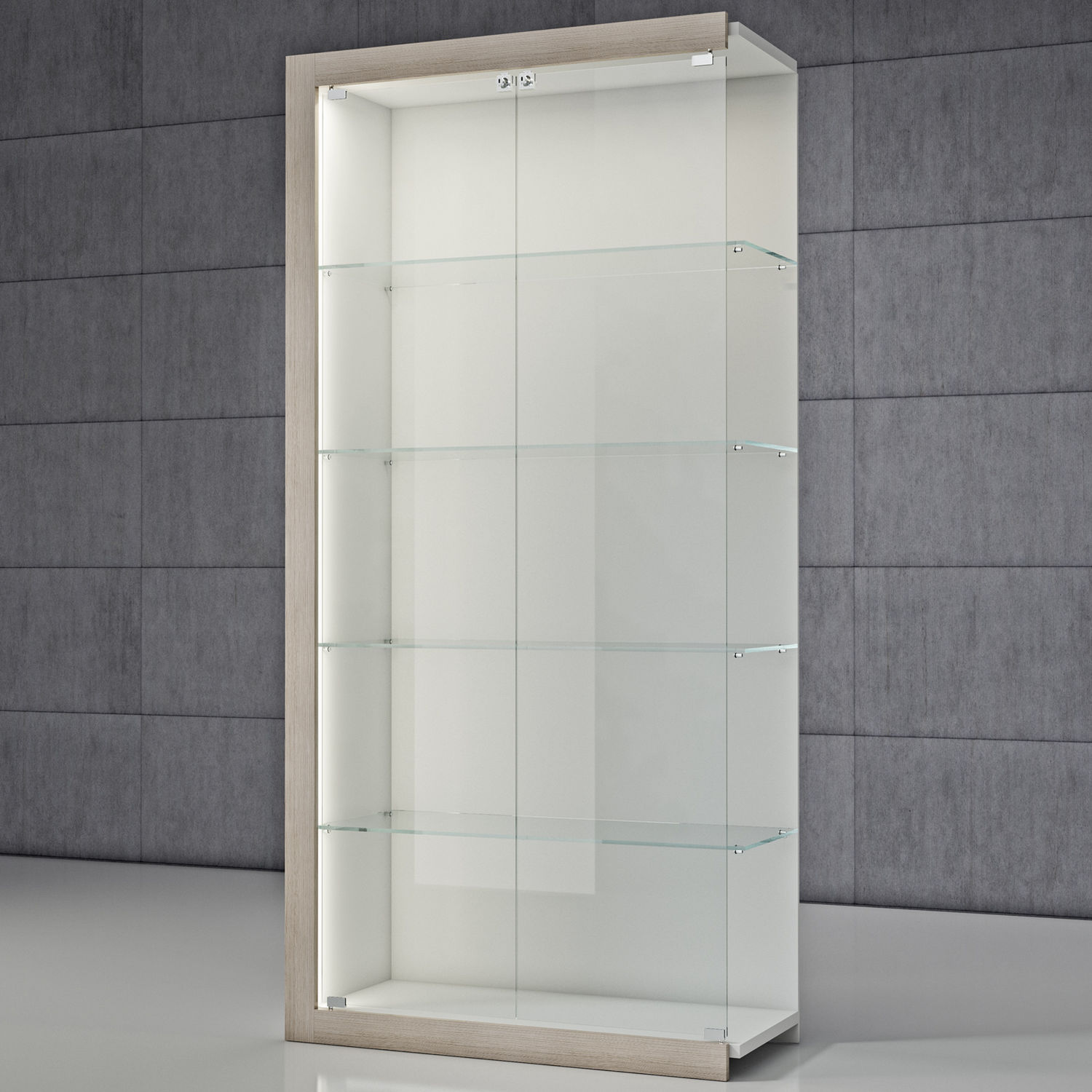 Contemporary display case - QF/C - Italvetrine - tempered glass / maple ...