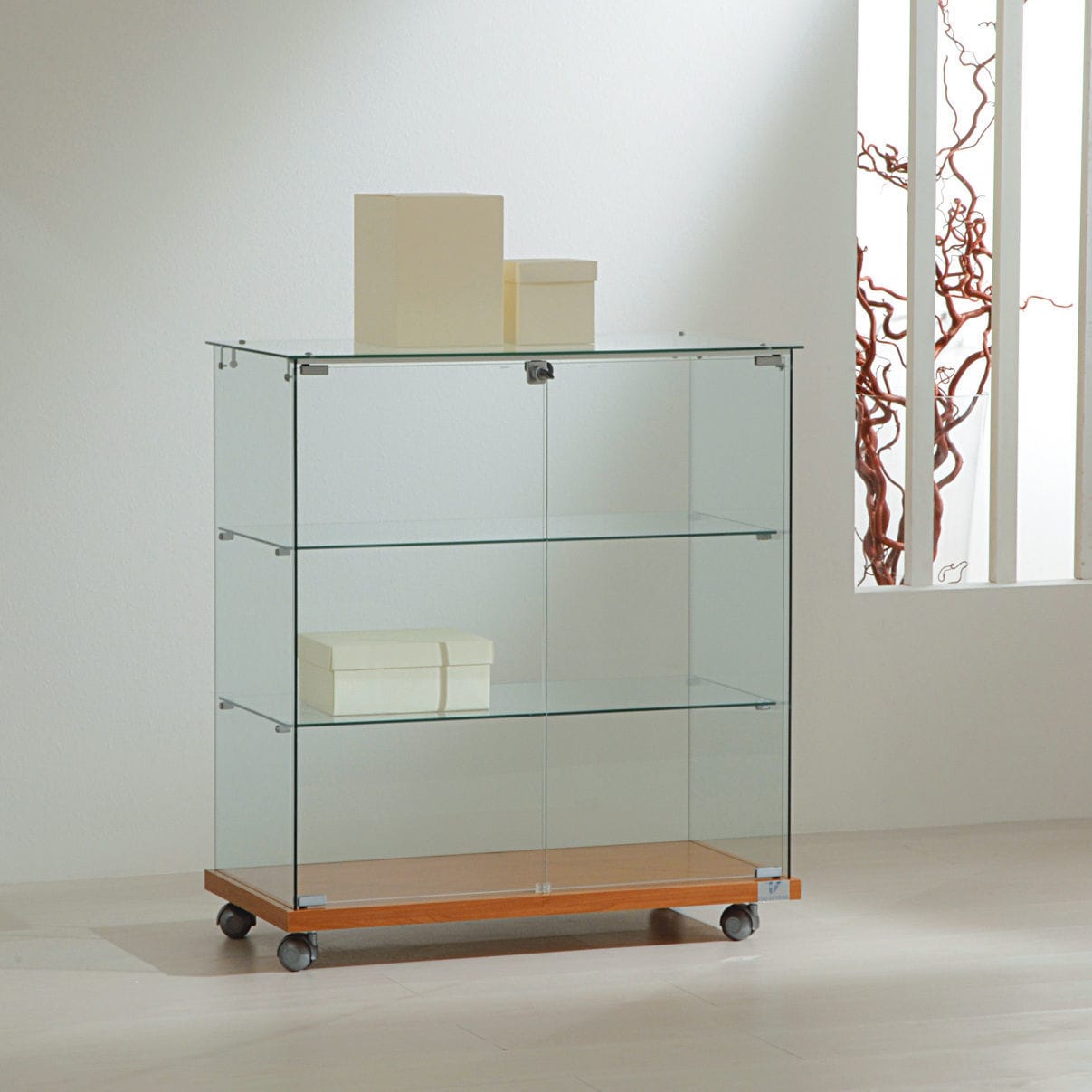 Contemporary display case - 8/90 - Italvetrine - tempered glass / wenge ...