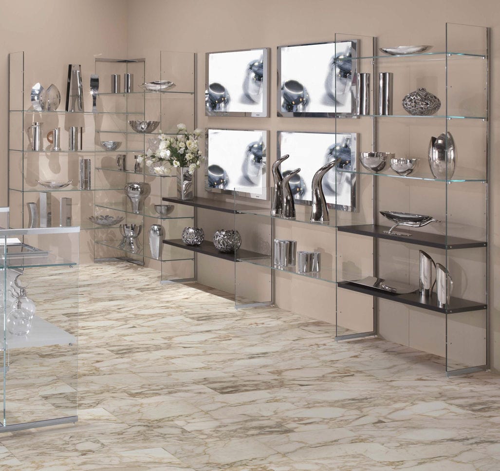 Wall-mounted shelf - COM/GS8 - Italvetrine - contemporary / chrome / glass