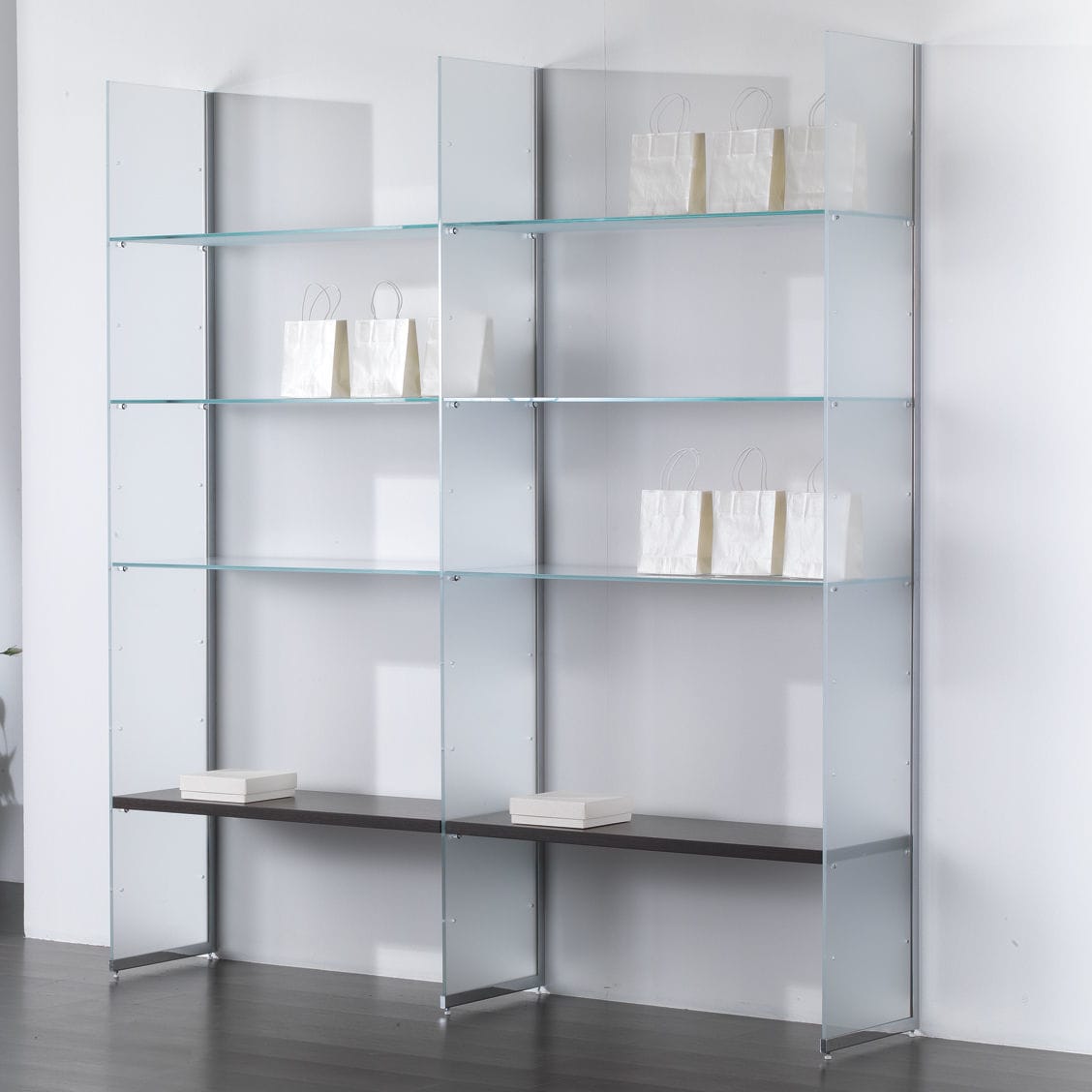 Wall-mounted shelf - COM/GS21 - Italvetrine - contemporary / chrome / glass
