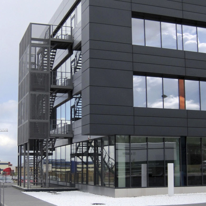 Half-turn fire escape staircase - JOMY - metal step / metal frame ...