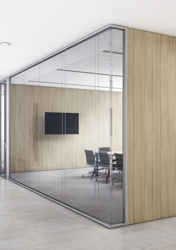 Removable partition - LINE - Dynamobel - with glass panel / double ...