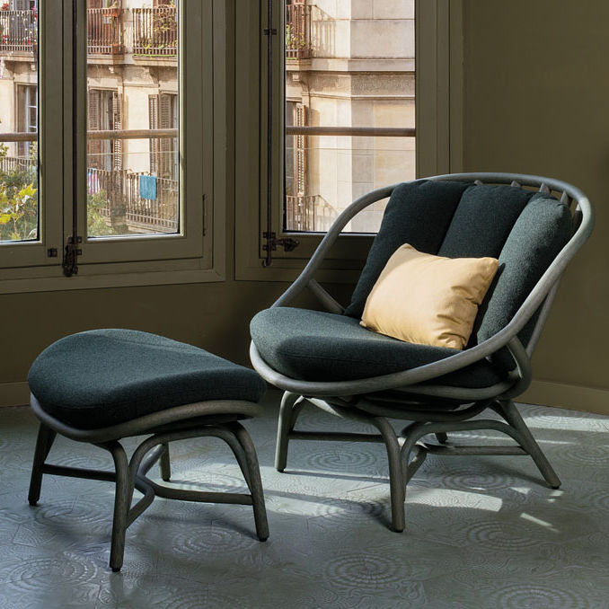 Contemporary fireside chair - Armadillo - expormim - fabric / leather ...