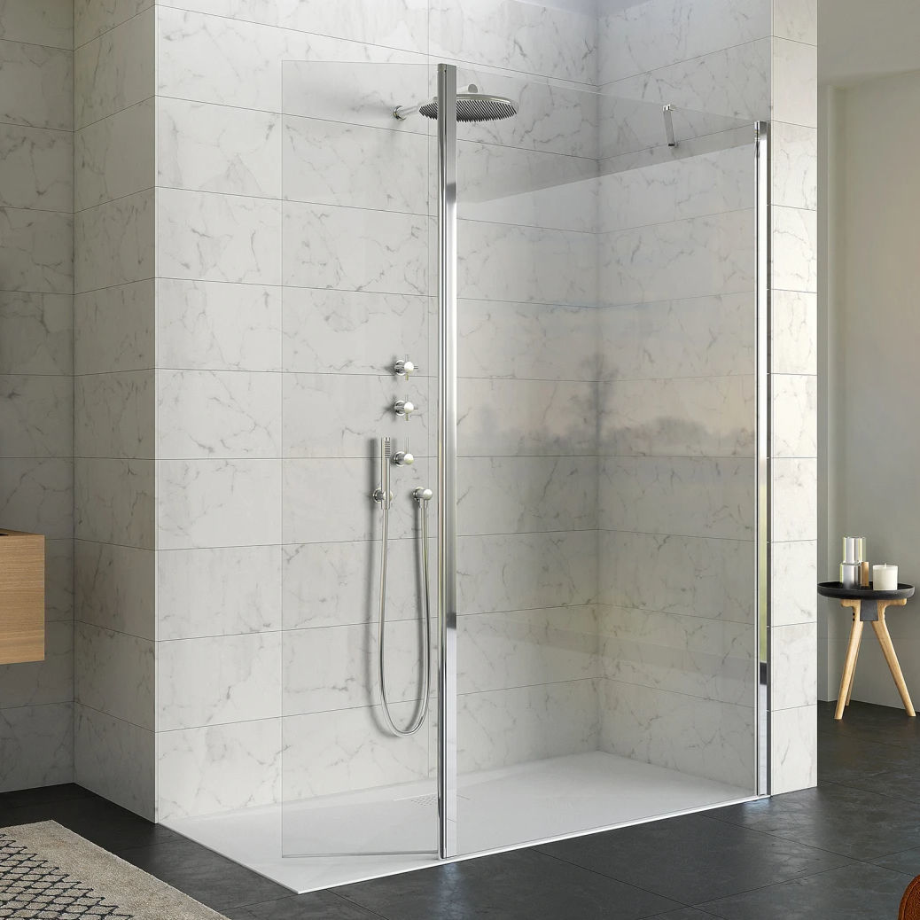 Pivoting shower screen - Kinequartz profilé Duo - Kinedo - rectangular ...
