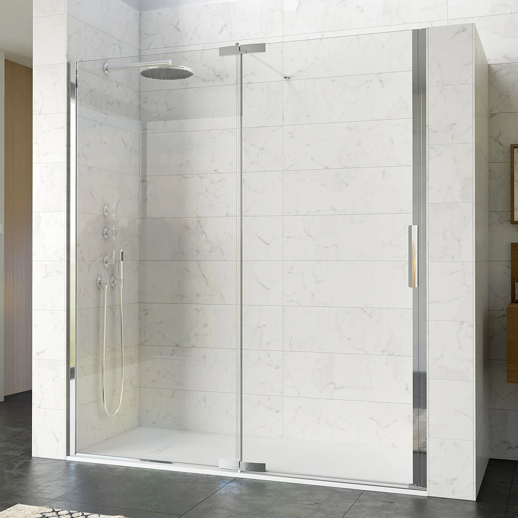 Pivoting shower screen - Kinequartz profilé P - Kinedo - rectangular ...