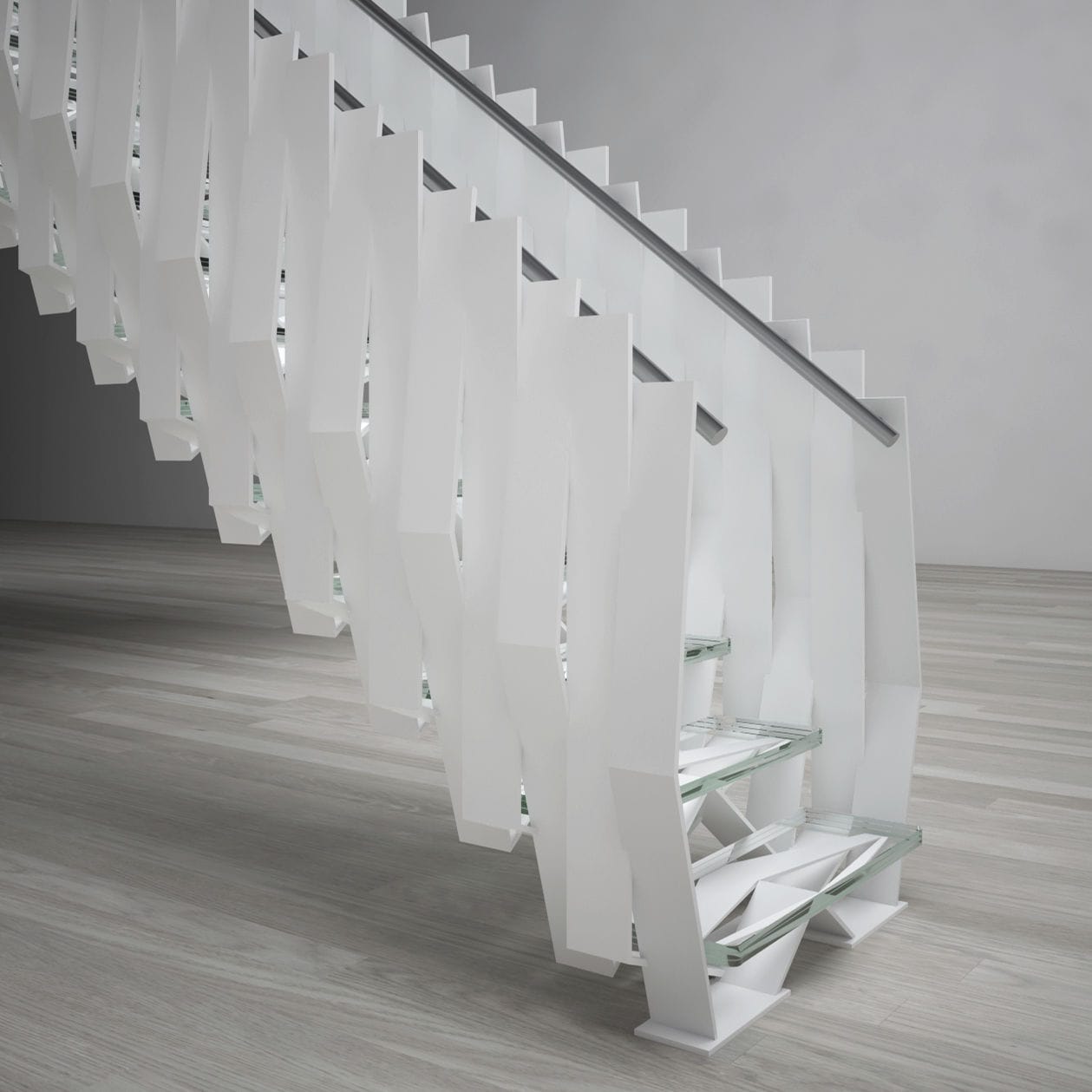 High-end staircase - INTERLACE - EeStairs - straight / glass step ...