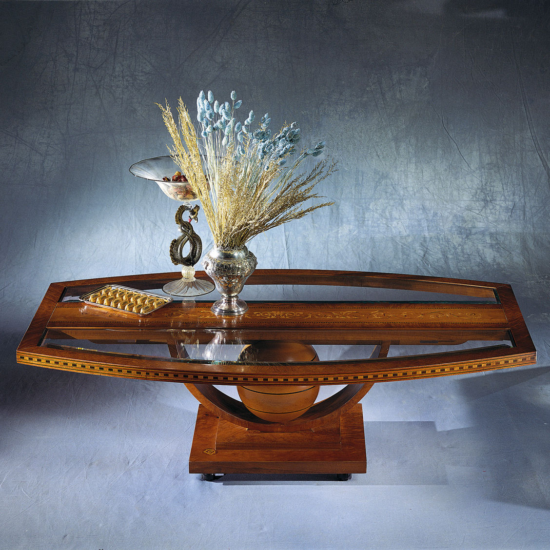 Traditional coffee table - T556 ROSONI - CARPANELLI - walnut / glass / rectangular