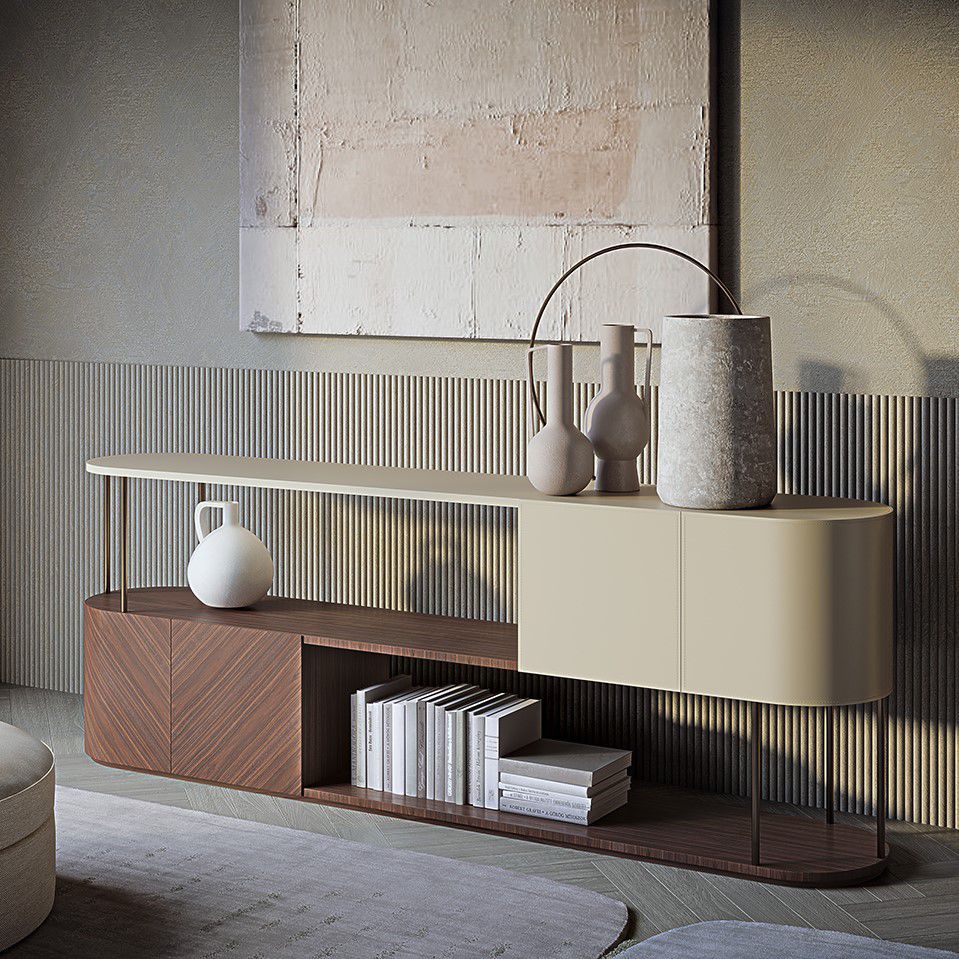 Contemporary sideboard - CR76 GAE - CARPANELLI - walnut / metal / leather