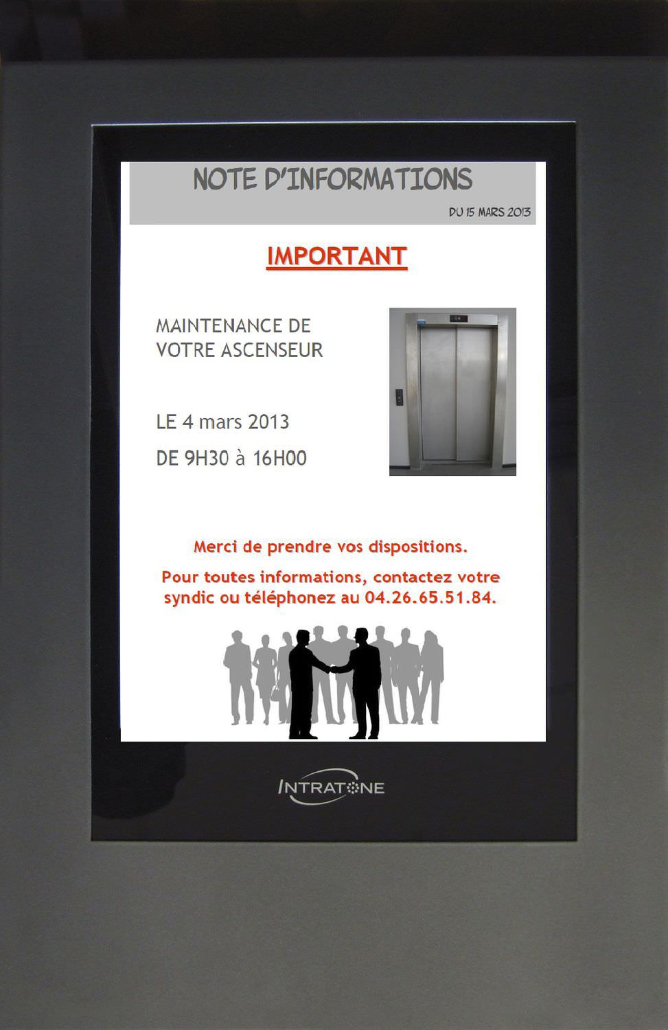 Wall-mounted display panel - TABLEAU D'AFFICHAGE NUMERIQUE - Intratone ...