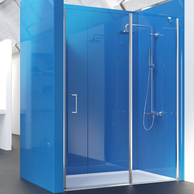 Swing shower screen - NOVA LISA - Lasser, S.A. - for alcoves / tempered ...