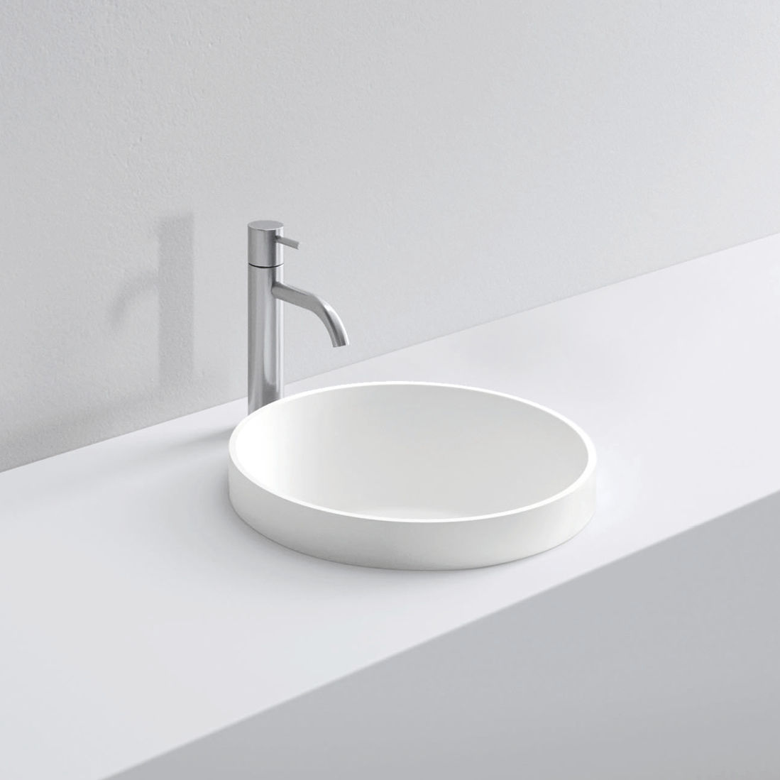 Built-in washbasin - BASIC C37 - Milldue - ceramic / round / contemporary