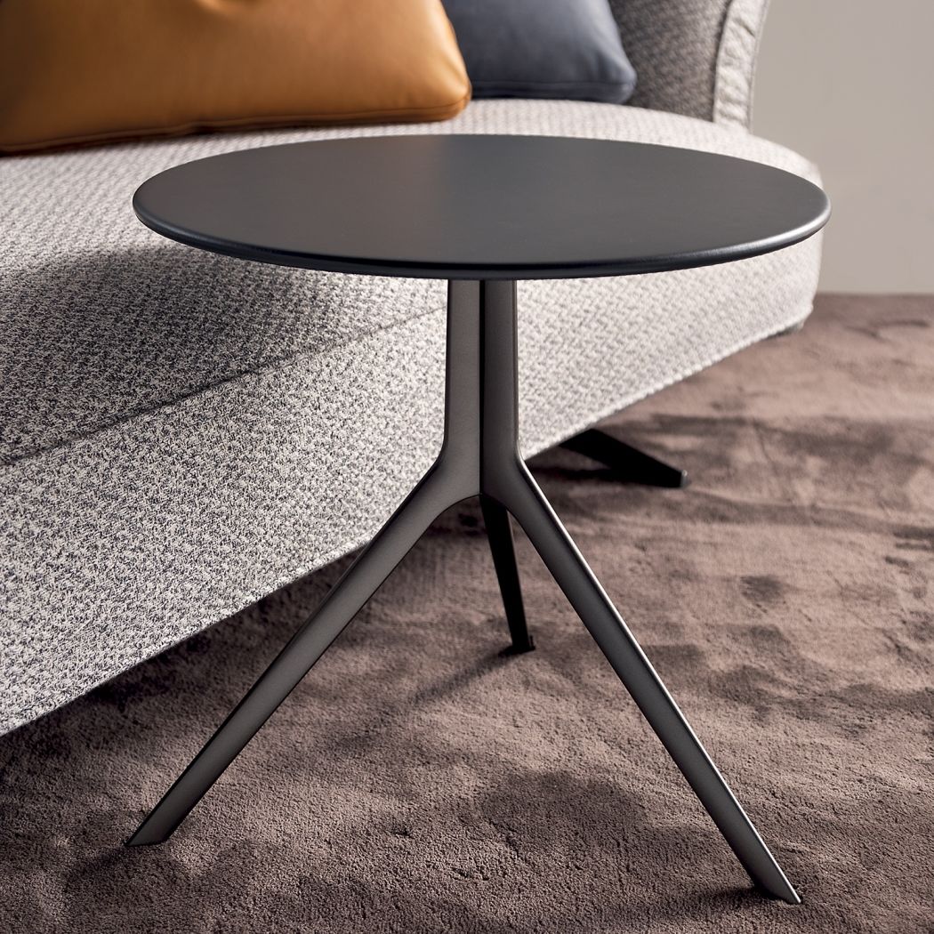 Contemporary side table - FLARE - ART NOVA - glass / leather / marble