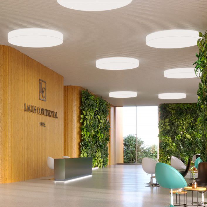 Contemporary ceiling light - IZAR R MAX - LUCIS - round / painted steel ...