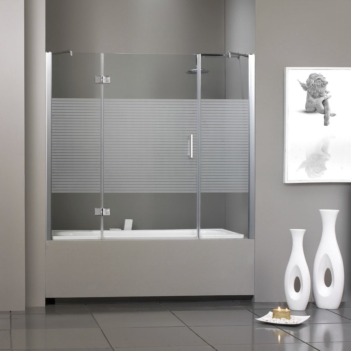 Swing bath screen - 851 - HISPABAÑO - tempered glass / 3 panels / clear ...