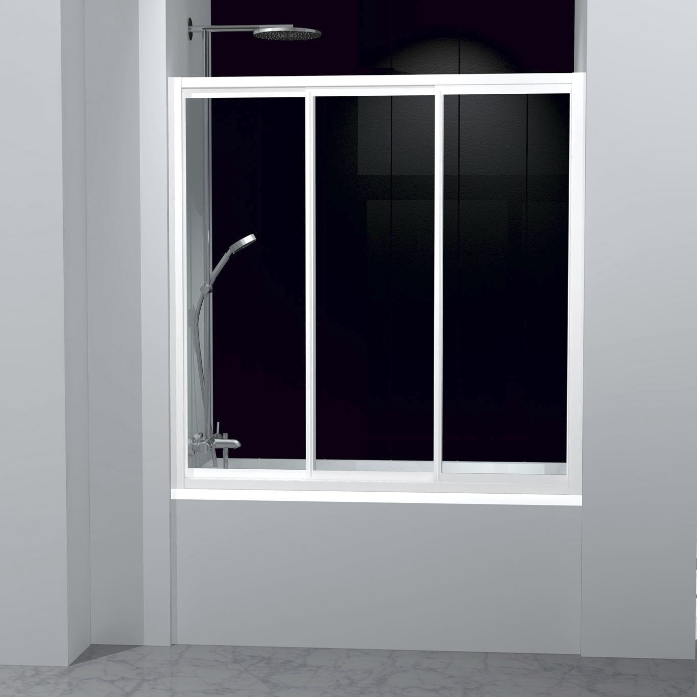 Sliding bath screen - 2051 - HISPABAÑO - tempered glass / acrylic / 3 ...