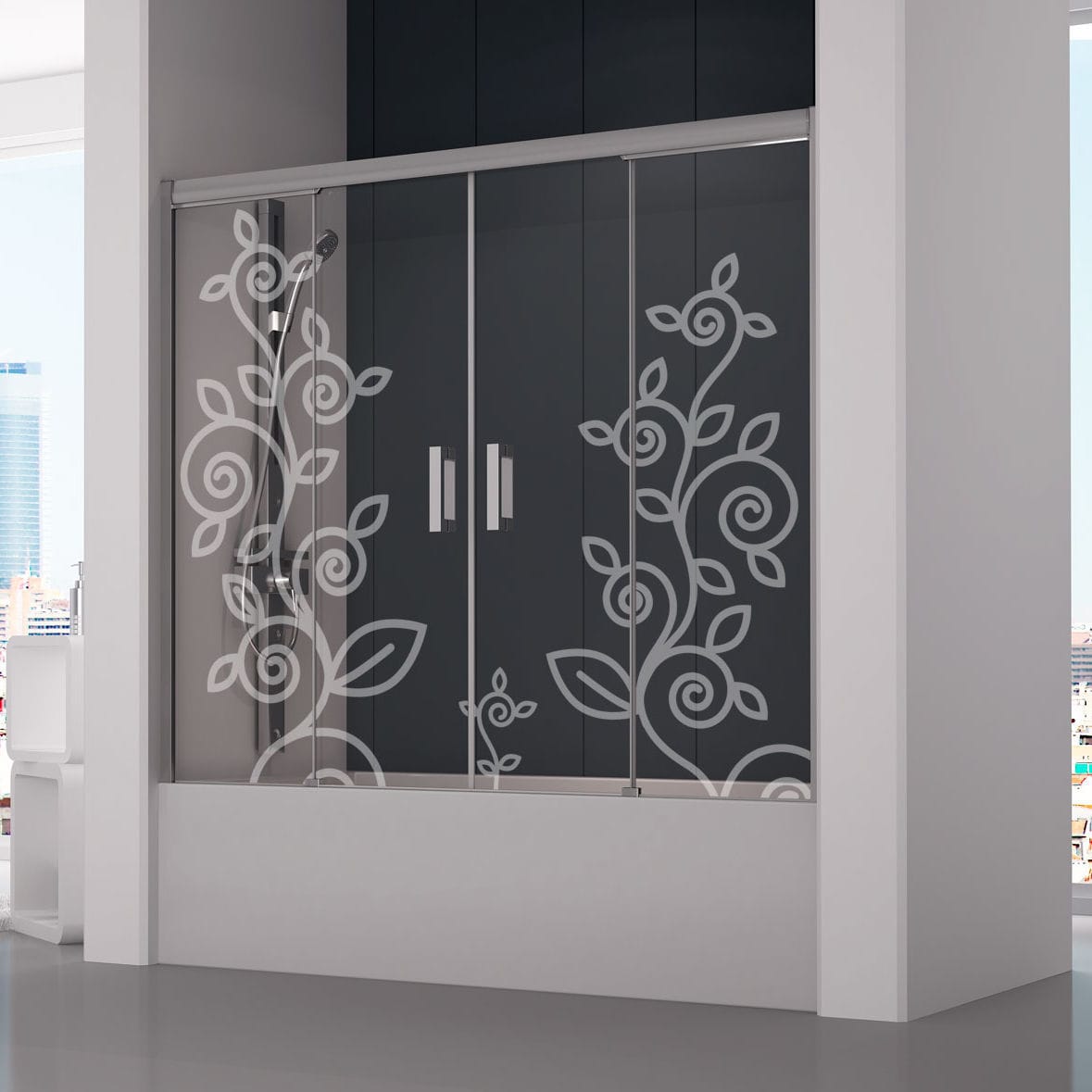 Sliding bath screen - 554 - HISPABAÑO - fixed / tempered glass / 4 panels
