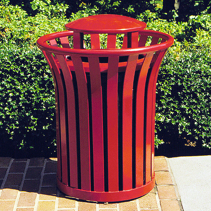 Public trash can - T-32 - Victor Stanley - steel / with built-in ...