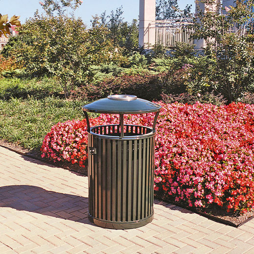Public trash can - A-36 - Victor Stanley - steel / with built-in ...