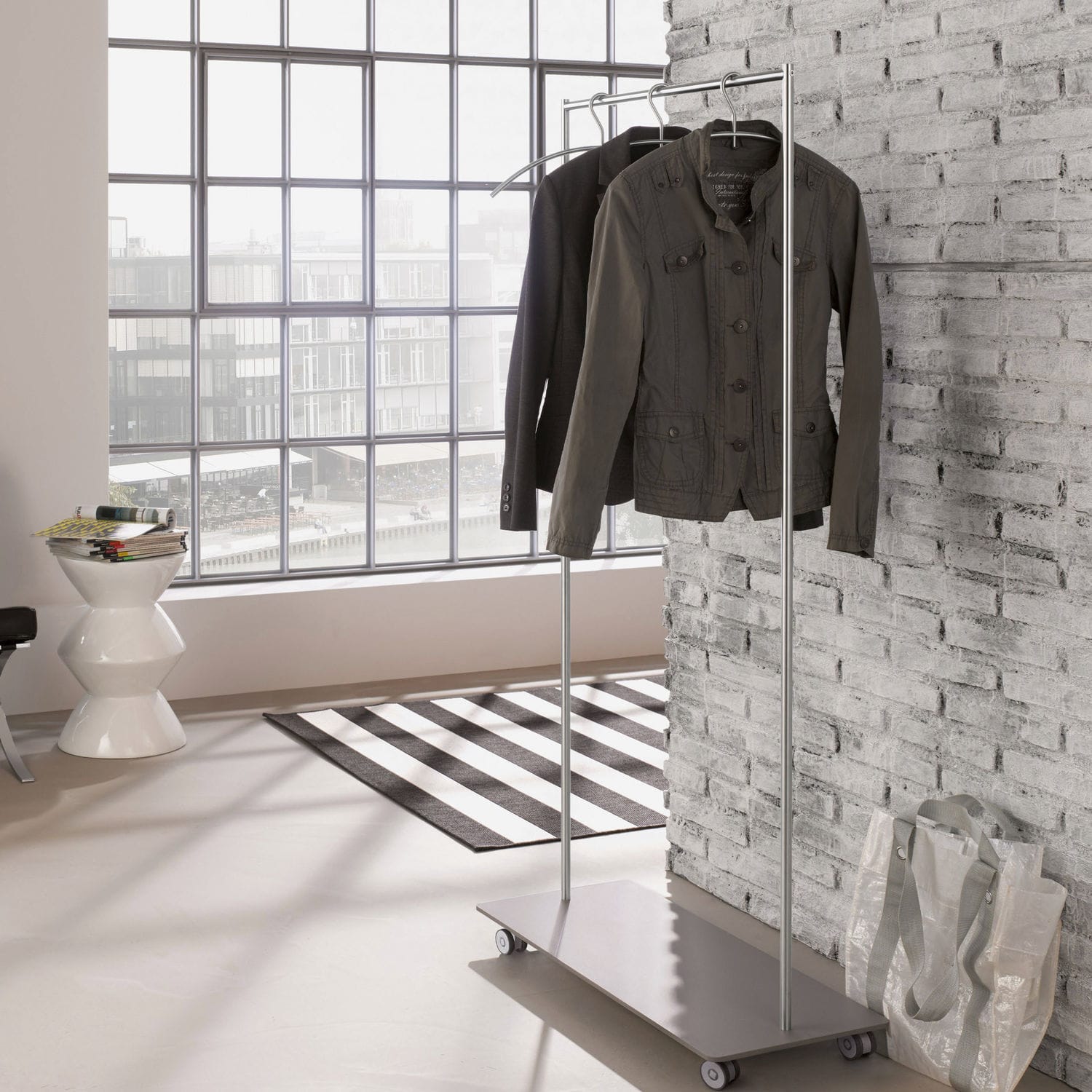 Contemporary clothes rack - GW1 - PHOS Design GmbH - brushed stainless ...