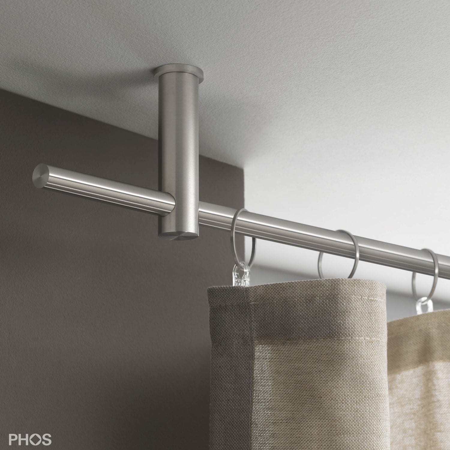 Brushed stainless steel curtain rod - VS20-80-1200-D - PHOS Design GmbH ...
