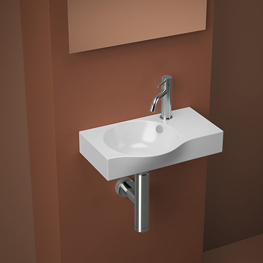 Wall-mounted hand basin - UNION - ART CERAM - rectangular / ceramic