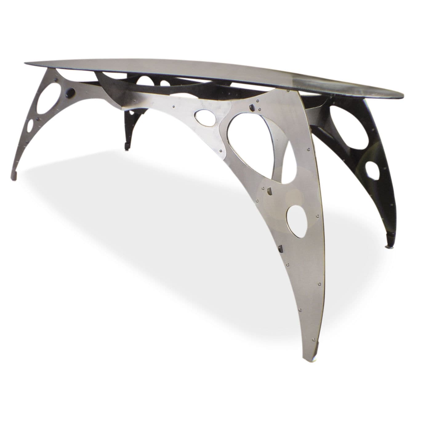 Original design table - BRIDGE - ICI ET LA - glass / steel base ...