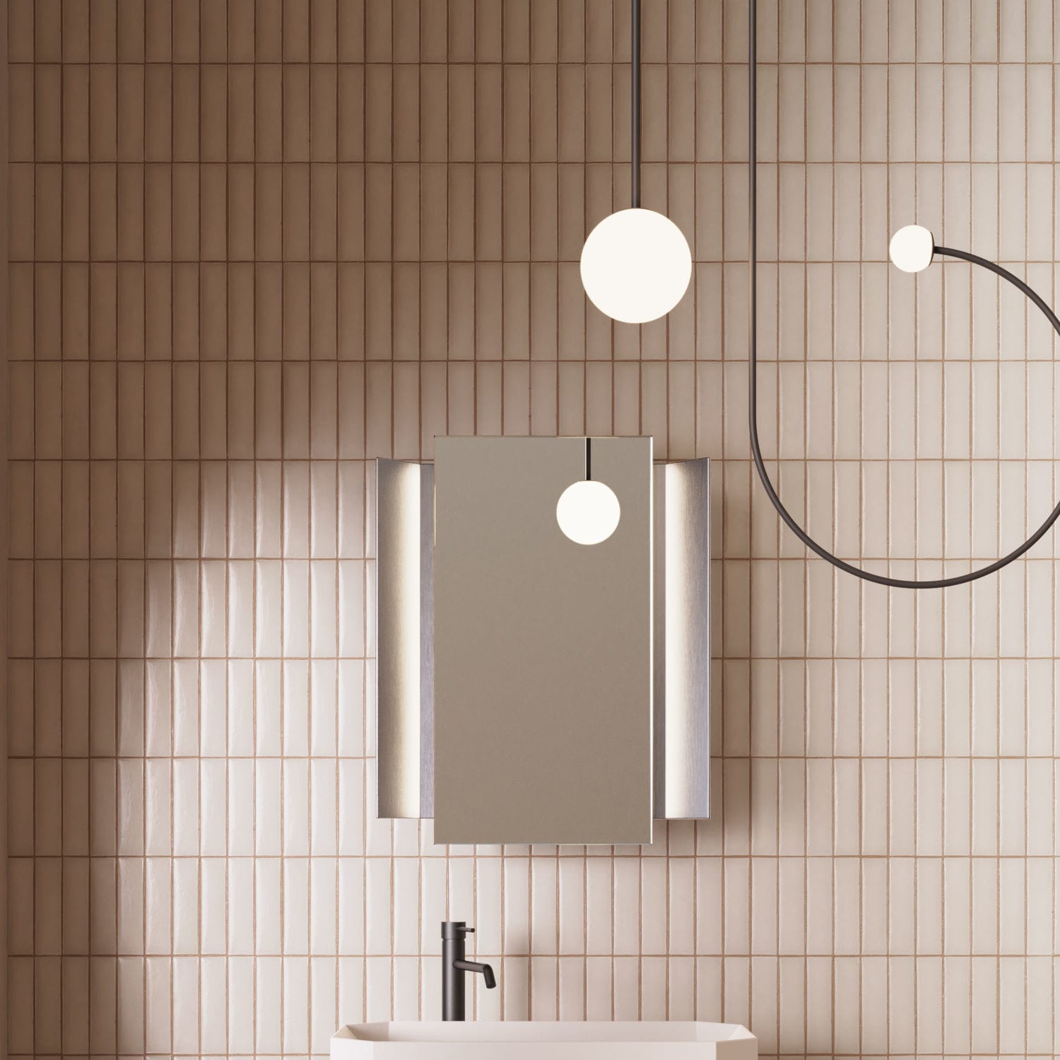 Wall-mounted mirror - Origami - ex.t - contemporary / rectangular / round