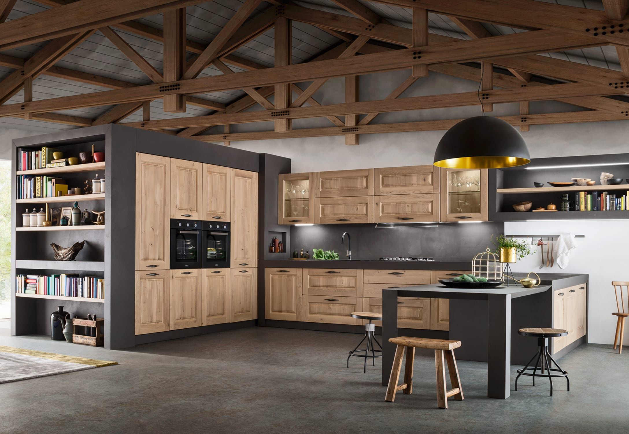 Traditional kitchen - peninsula - Ar-Tre - wooden / medium-size / with ...