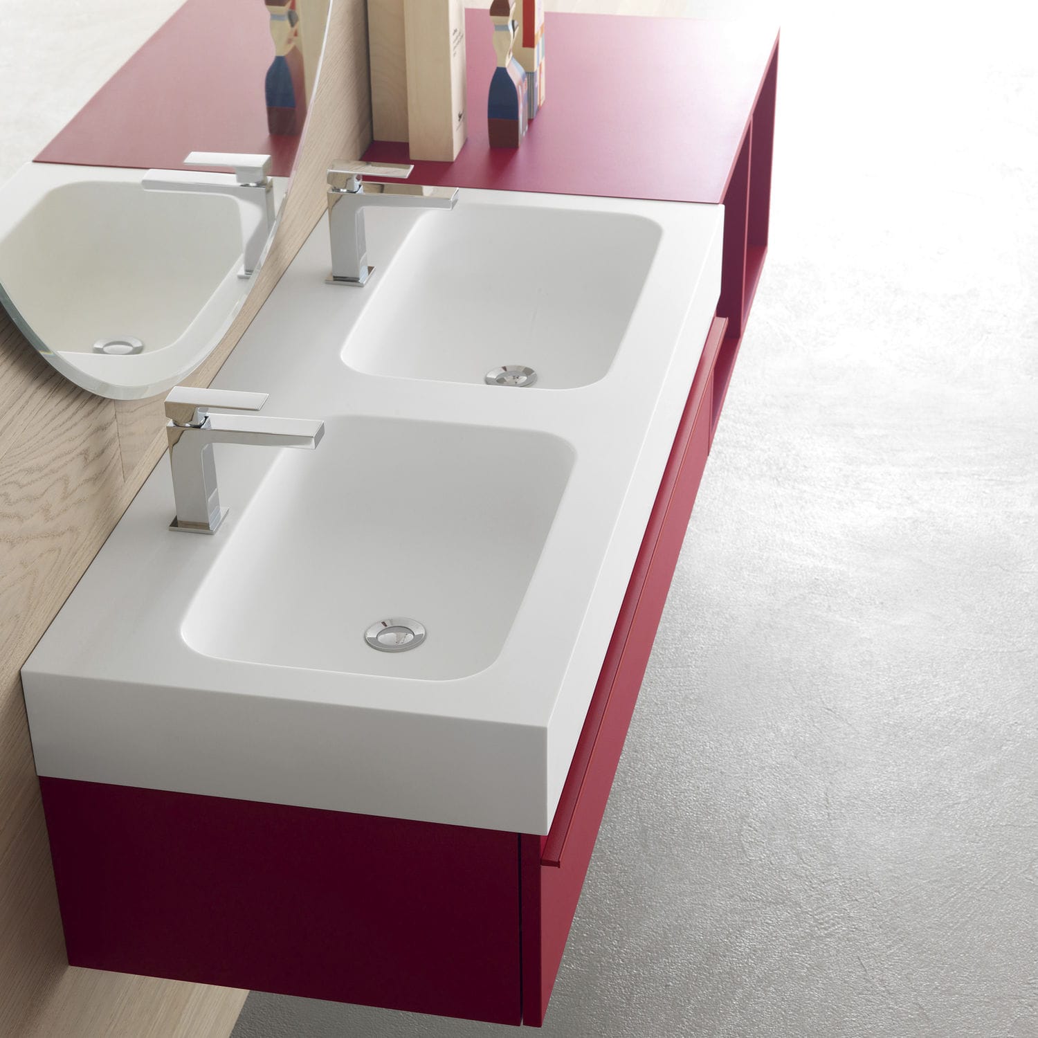 Built-in washbasin - ENIGMA - COMPAB - Corian® / with mixer tap / double