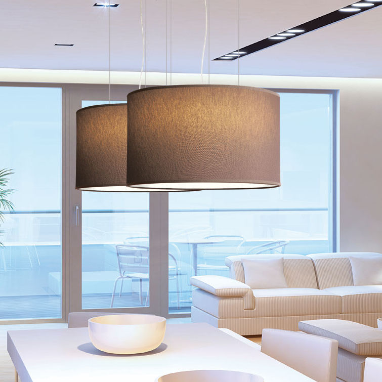 Pendant lamp - AROS - EL TORRENT IL.LUMINACIO - metal / fabric ...