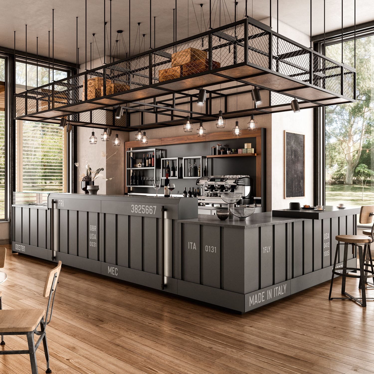 Bar counter - CONTAINER - Frigomeccanica - steel / marble / upright