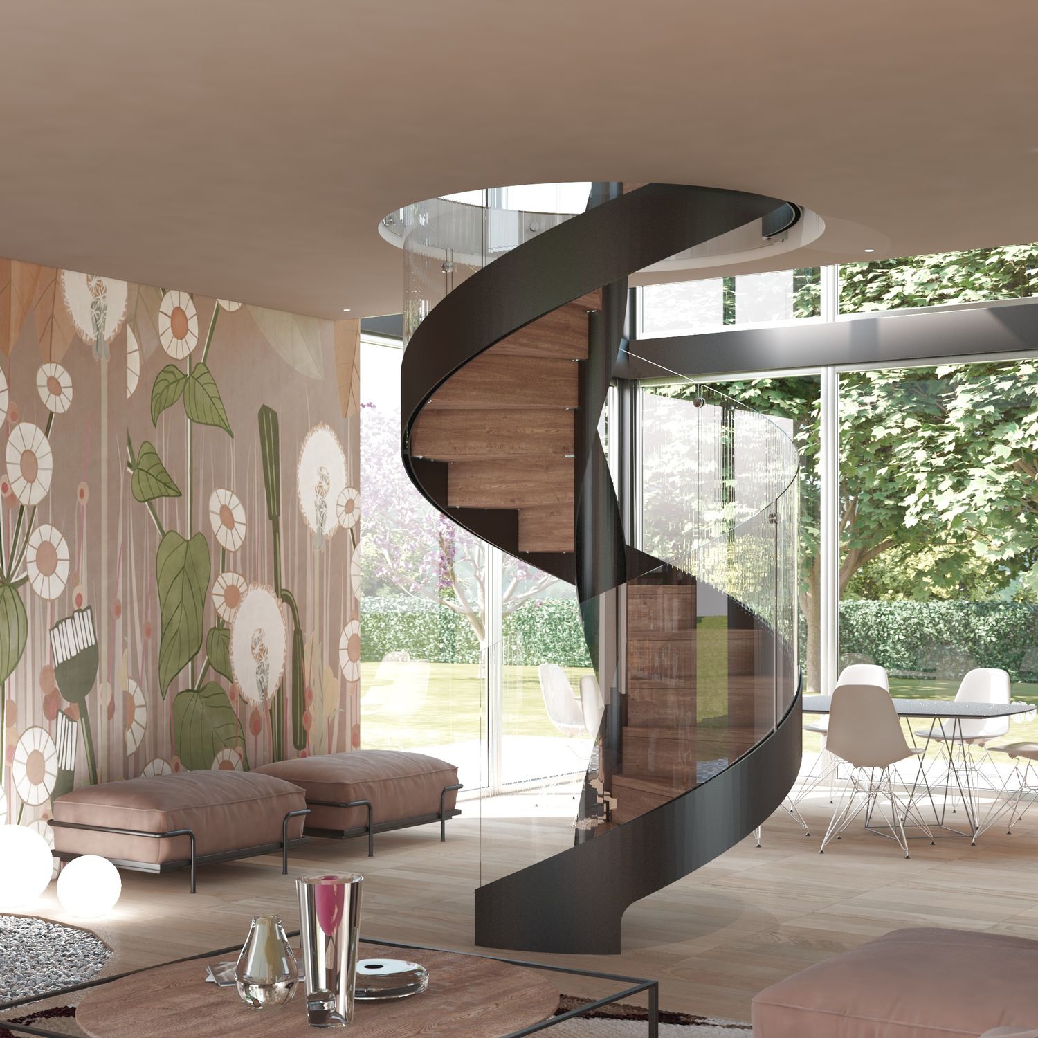 Spiral staircase - Wave Lux - CAST DESIGN - wooden step / metal frame ...