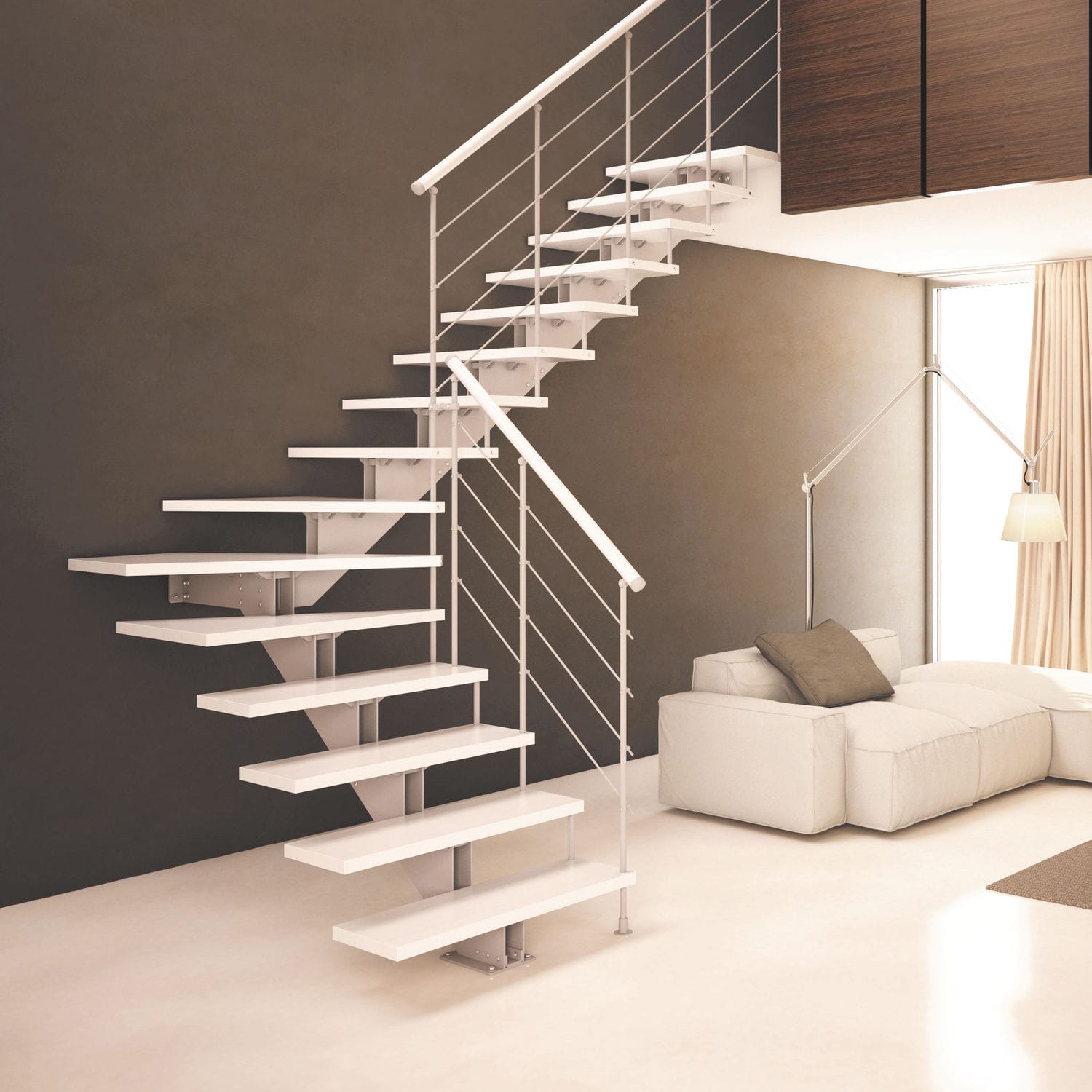 Quarter-turn staircase - Feel TL - CAST DESIGN - wooden step / metal ...