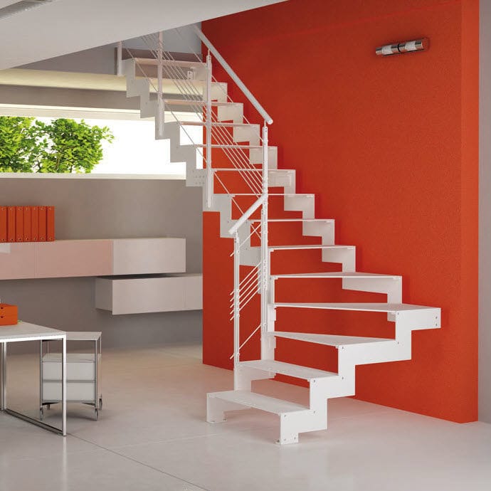 Straight staircase - Link Iron - CAST DESIGN - quarter-turn / metal ...