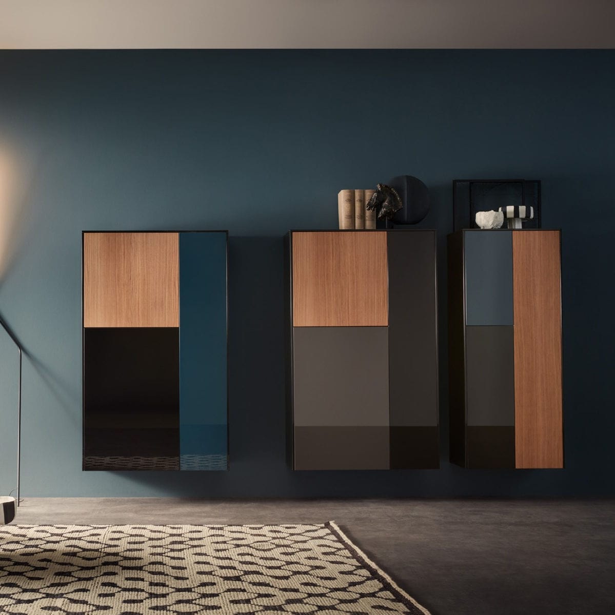 Wall-mounted sideboard - LT40 - LEMA Home - contemporary / wooden / glass