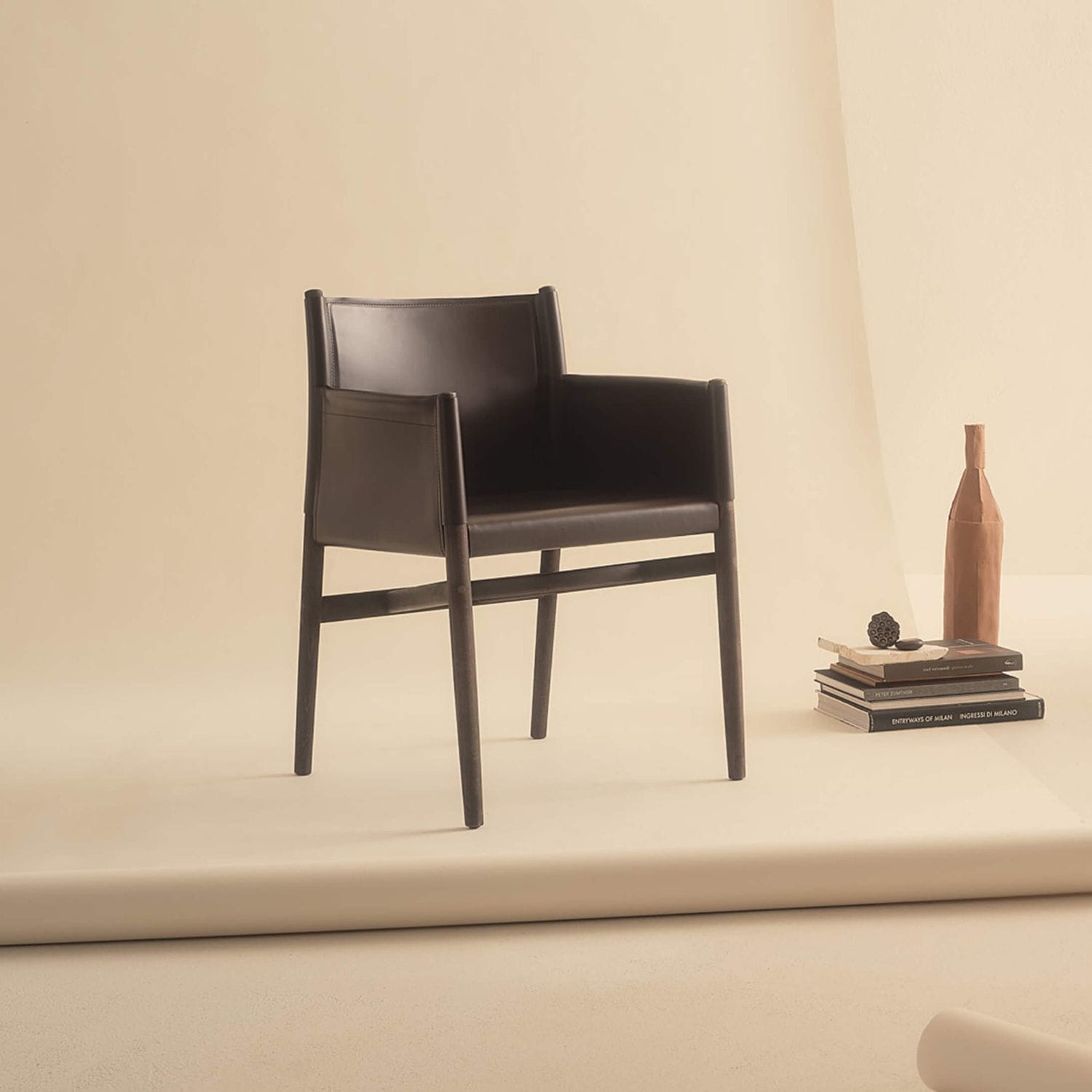 Contemporary chair - AYON - LEMA Home - leather / ash base / upholstered