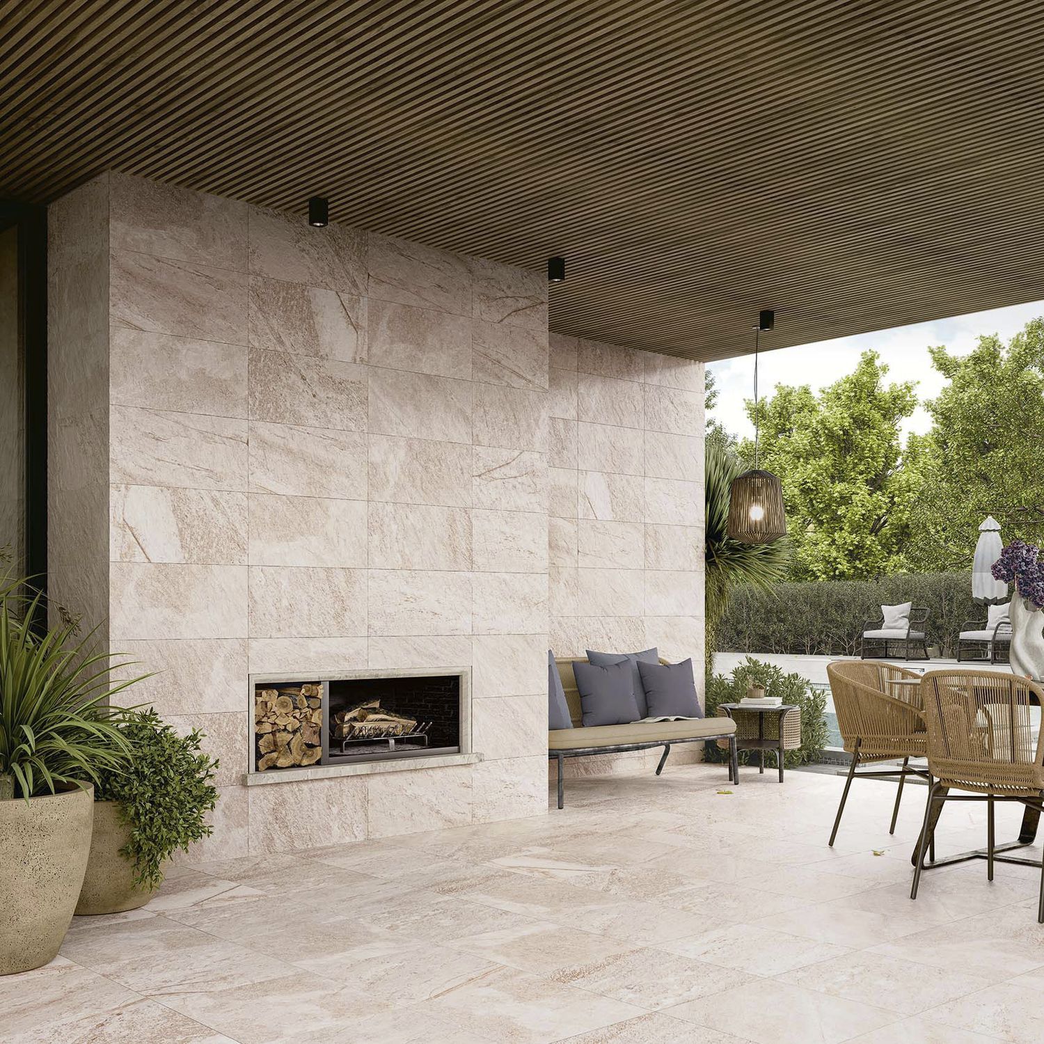 Quartzite tile - PUKKA - Recer - natural stone / textured / indoor
