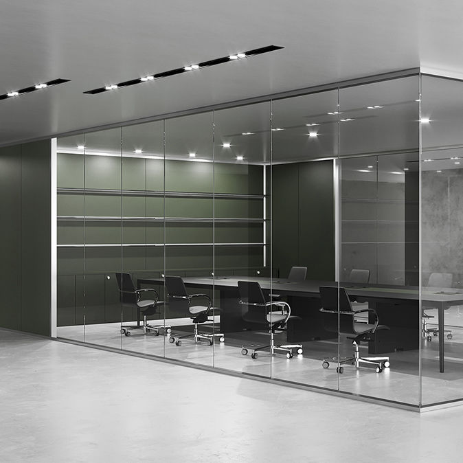 Removable partition - K82 - Frezza - sliding / glazed / commercial