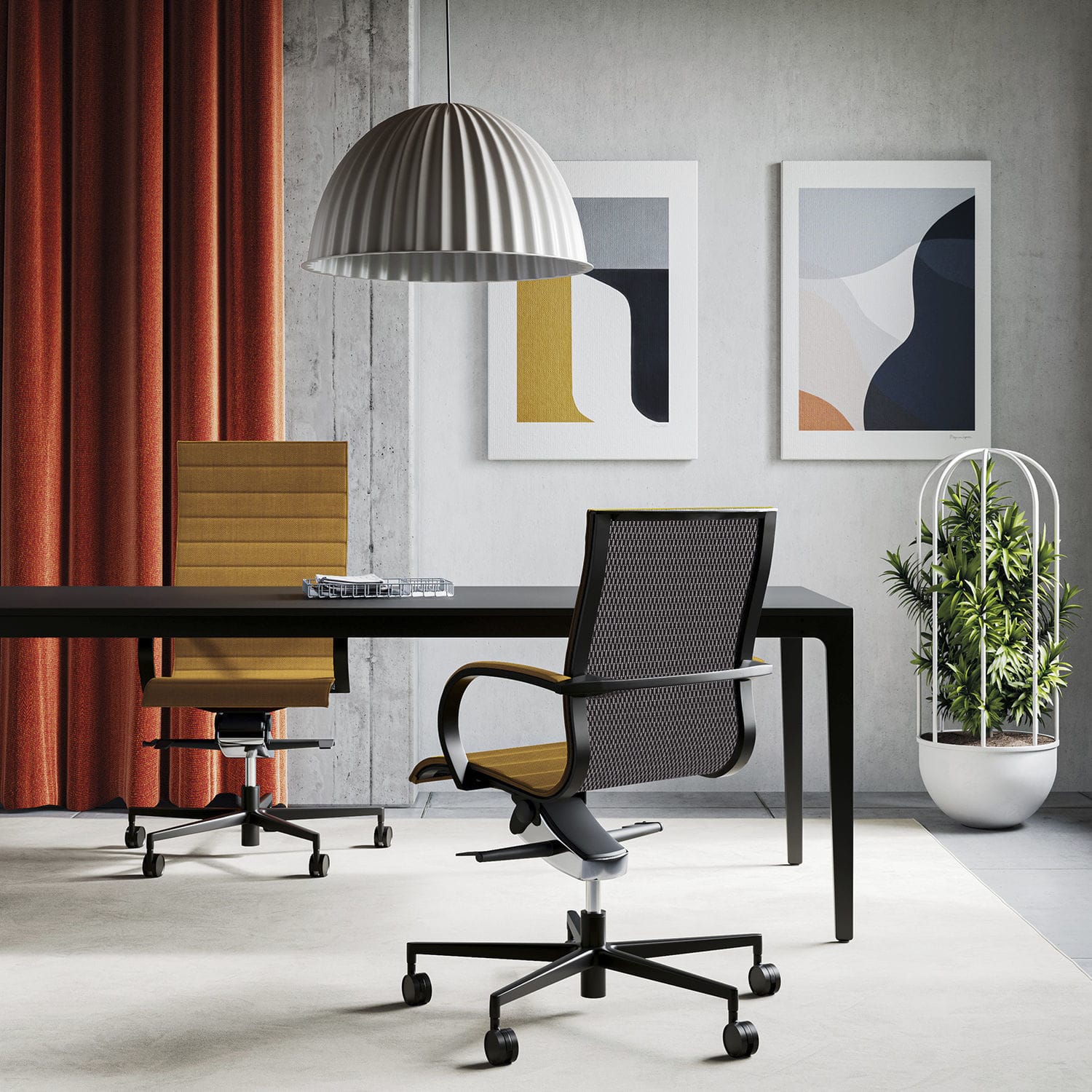 Contemporary executive chair - EM 202 - Frezza - leather / mesh / aluminum
