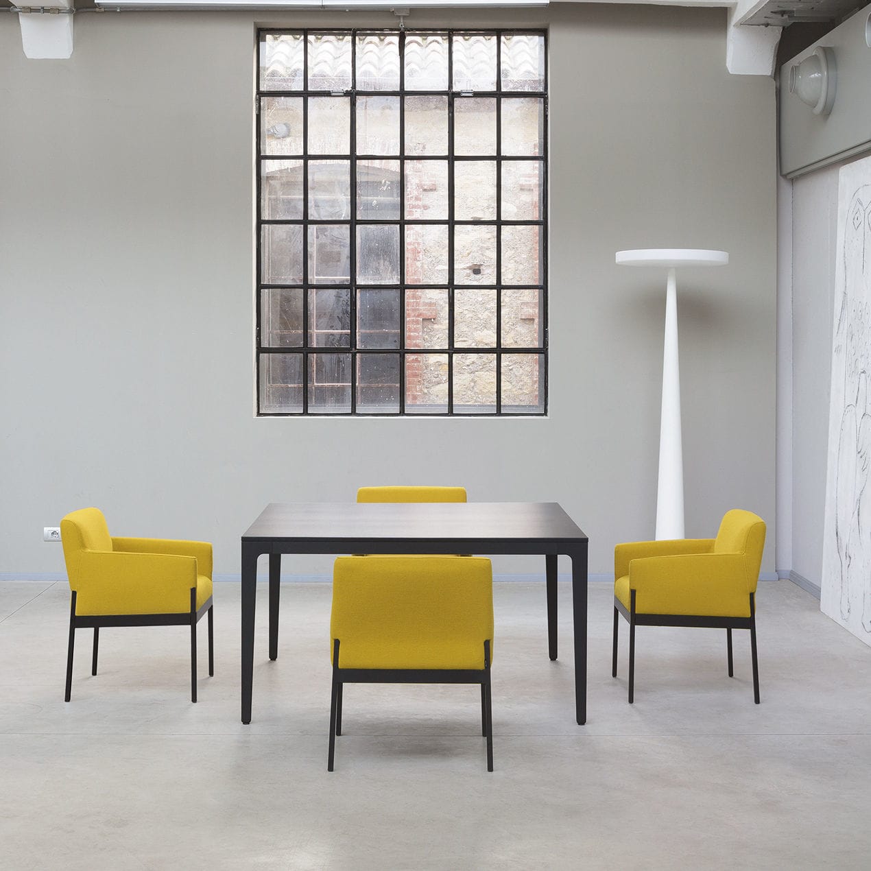 Contemporary visitor armchair - STAND - Frezza - fabric / foam / wooden