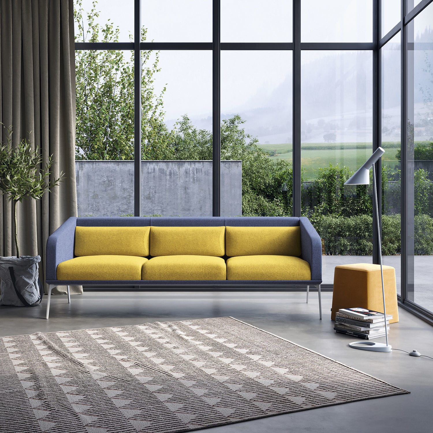 Contemporary sofa - METRO 15 - Frezza - gray / orange / fabric