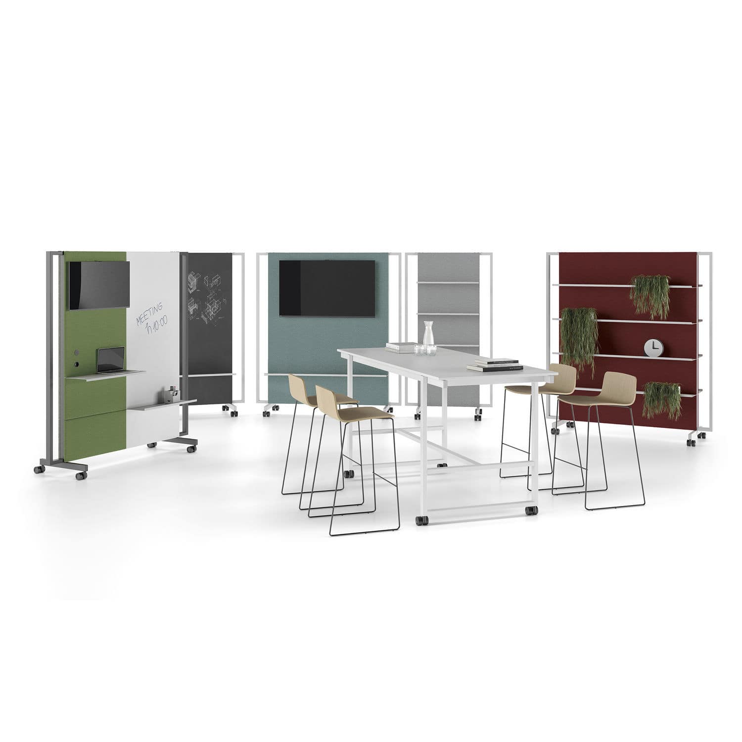 Mobile partition - BE.1 - Frezza - metal / fabric / commercial