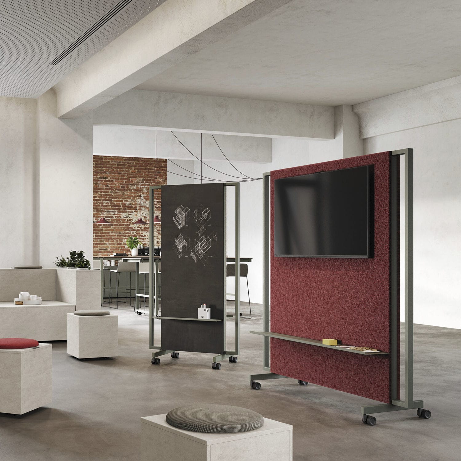 Mobile partition - BE.1 - Frezza - wooden / metal / fabric