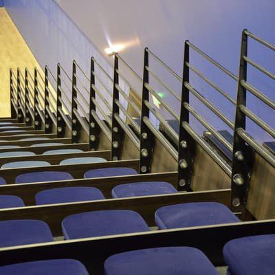 Metal railing - MASTER INDUSTRIE - with bars / perforated sheet metal ...