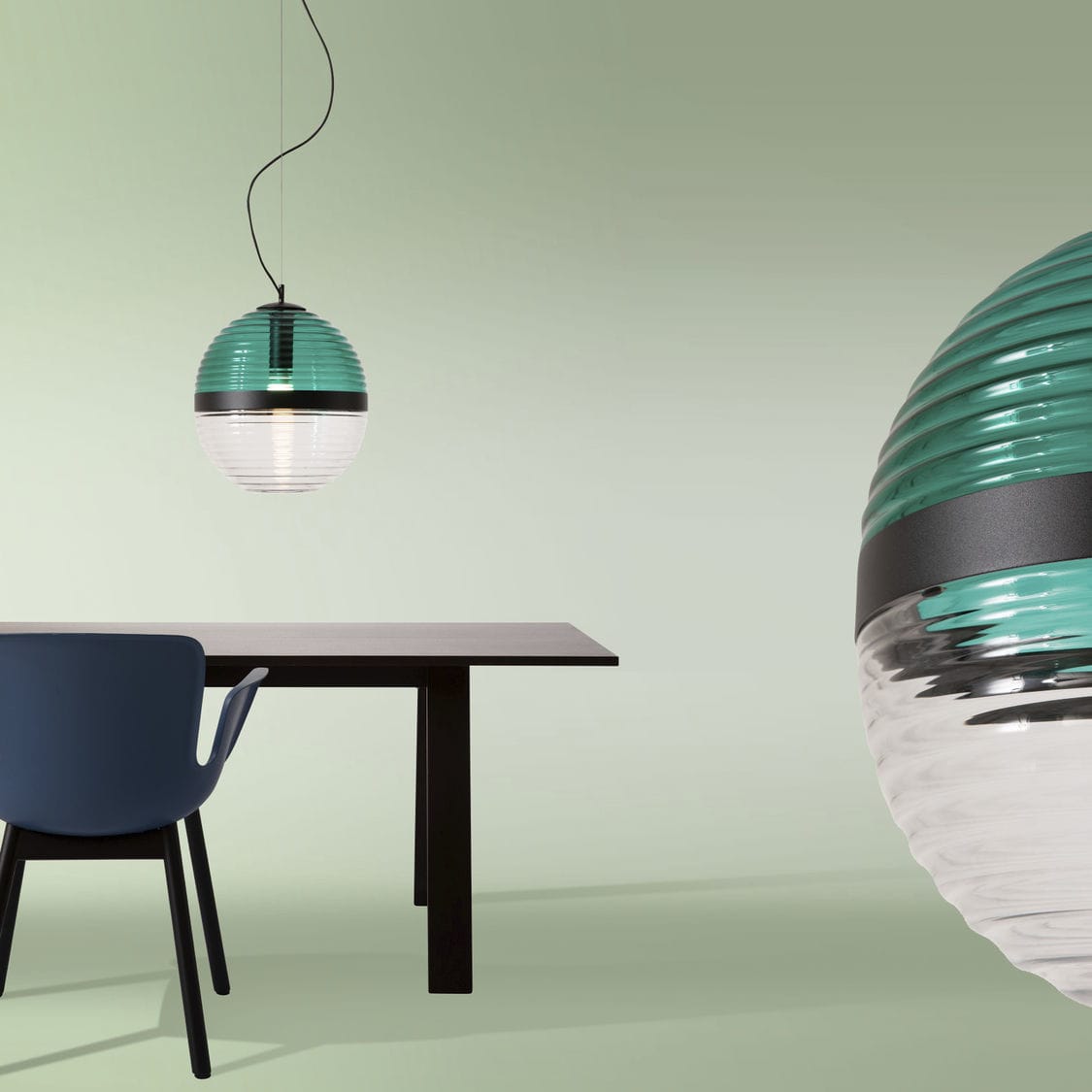 Pendant lamp - Cord - Cappellini - metal / glass / contemporary